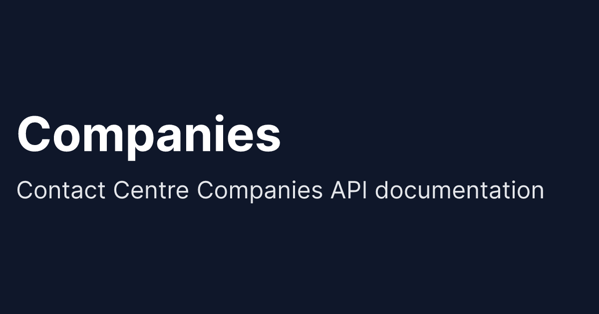 Companies - SwitchTransact Docs